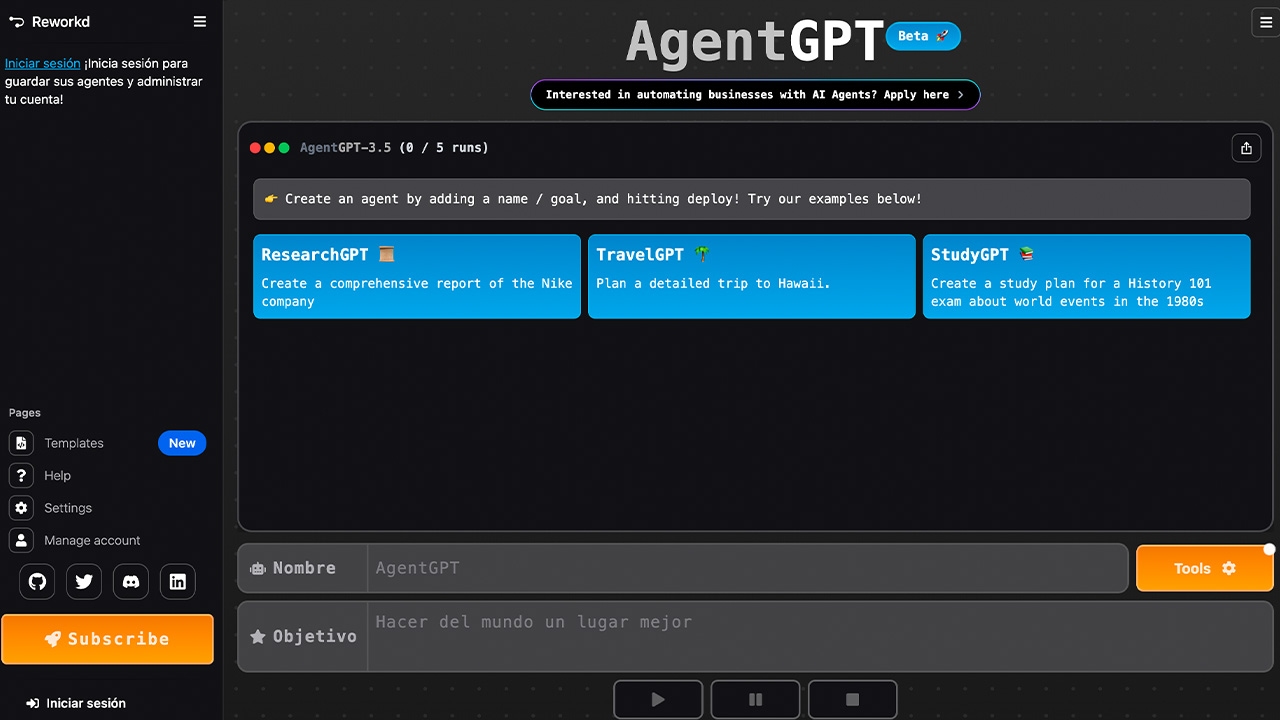 AgentGPT - Inteligencia Artificial